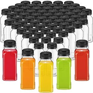Mifoci 48 Pcs 6.7 oz Plastic Bottles with Caps Small Reusable Juice Containers with Lids Empty Clear Drink Containers for Fridge Mini Fridge Bottles for Water Milk Juicing Tea