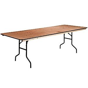 Flash Furniture 8-Foot Rectangular Wood Folding Banquet Table with Clear Coated Finished Top