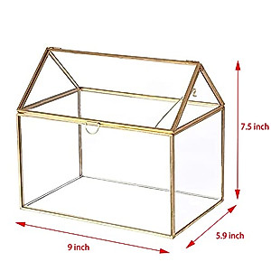RUNIGOO Card Box for Wedding, Glass Gift Boxes, Clear Terrarium Card Holder Display Box Perfect for Centerpiece Decor, Wedding Receptions, Graduation Party Supplies 9"x5.9"x7.5" (Only Box)