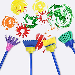 Early Learning Kids Paint Set Washable Finger Paint with Assorted Painting Brushes Sponges Portable Case for Kids Toddlers Drawing Gifts Age 3+