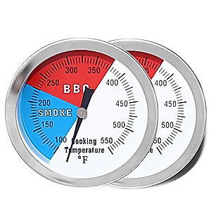 3 inch BBQ Thermometer Gauge 2 Pcs Charcoal Grill Pit Smoker Temp Gauge Grill Thermometer Replacement for Oklahoma Joe's Smokers, and Smoker Wood Charcoal Pit, Large Face Grill Temp Thermometer