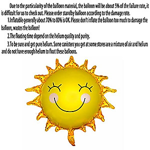 Sun Smiley Face Foil Mylar Balloons Sunshine Birthday Party Balloons Sunny Wedding Anniversary Summer Theme Party Favors Decorations, 28 inch, 5 PC