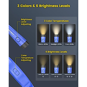 Glocusent LED Neck Reading Light, Book Light for Reading in Bed, 3 Colors, 6 Brightness Levels, Bendable Arms, Rechargeable, Long Lasting, Perfect for Reading, Knitting, Camping, Repairing