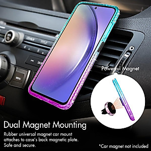 Silverback for Galaxy A54 5G Phone Case, Moving Liquid Holographic Sparkle Glitter Case with Kickstand, Girls Women Bling Diamond Ring Slim Protective Case for Samsung Galaxy A54 5G - Purple