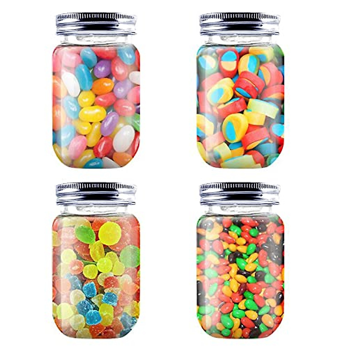 Party Club of America PCA 8 Pack 16oz Plastic Jars with Sliver Lids Set Food Storage Jar for DIY Food Preserve Jams Honey Yogurt Bead Organizer Bead Storage Box Sewing Box - BPA Free