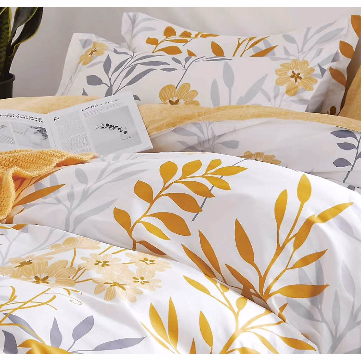 SLEEPBELLA Duvet Cover Set 600 Thread Count Cotton Bedding Set (Twin, Yellow)