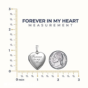 Picturesongold.com Forever in My Heart Locket Necklace - Custom Necklaces for Women Personalized & Engraved Picture Locket Necklace with 18” Chain Necklace Yellow Gold Filled (Sterling Silver, Locket Only)