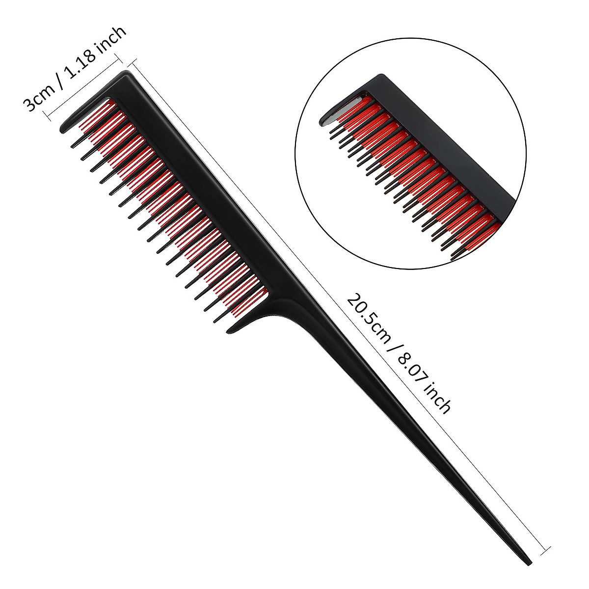 Patelai 3 Pieces Hair Styling Set - Fluffy Brush, Rat Tail Comb, and Triple Teasing Comb for Back Combing (Black)