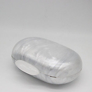 Dirmmis Fashion Women Acrylic Cute Round Marble White Pearl Party Evening Bags Luxury Prom Handbags Casual Clutch