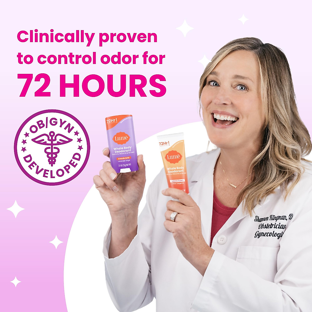 Lume Whole Body Deodorant - Smooth Solid Stick - 72 Hour Odor Control - Aluminum Free, Baking Soda Free and Skin Safe - 2.6 Ounce (Soft Powder)