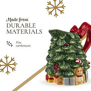 Spode Christmas Tree Sugar and Creamer Set | Set of Figural Tree Creamer Jug and Sugar Jar | Made of Fine Dolomite | 7.4-ounce creamer 5.3 Ounce Lidded Sugar Jar