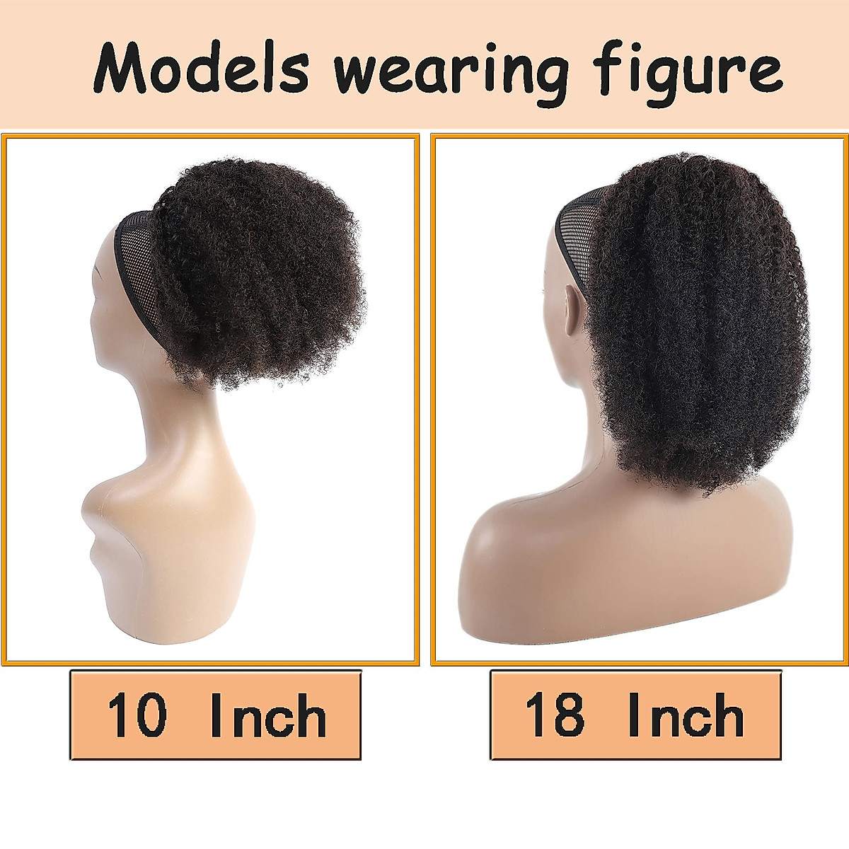 Afro Puff Drawstring Ponytail Bun For Black Women 150% Density 10A Brazilian Virgin Human Hair 4C Afro Kinky Curly Clip In Ponytail Extension Human Hair Pieces 120g Natural Color 10 Inch