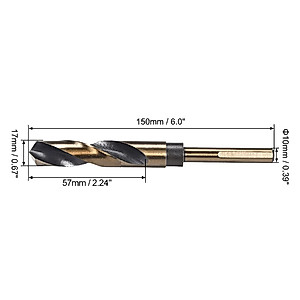 uxcell Reduced Shank Twist Drill Bits 17mm High Speed Steel 4341 with 10mm (3/8") Shank for Stainless Steel Alloy Metal Plastic Wood