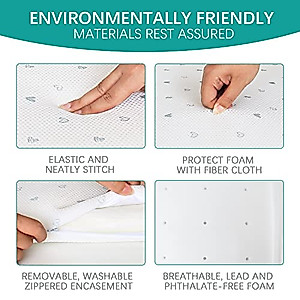 Bassinet Mattress Topper 33" x 20" Fits Mika Micky, Baby Delight, Koolerthings and Other Bedside Sleeper Bassinet, Waterproof Lining Breathable Soft, Baby Foam Mattress with Removable Zippered Cover