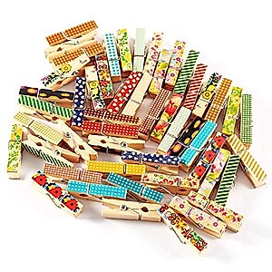 50Pcs Mini Clothespins, Colorful Wooden Clothespins Photo Paper Peg Craft Clips Small Picture Clips for Wall Hanging Pictures