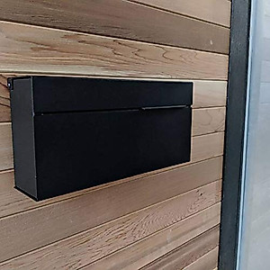 Vsons Modern Design Mailbox, Aluminum Black Powder Coated, Wall-Mount Mailbox Vsons Design Louis B