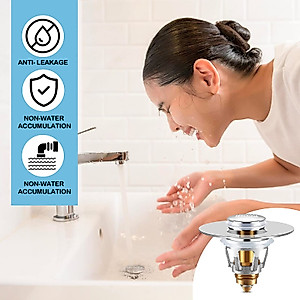Bathroom Sink Stopper,UniversalBasin Pop Up Bathroom Drain Stopper, for 1.1~1.5 in U.S. Standard Drain Holes, with Hair Catcher Anti Clogging Bathroom Sink Drain Strainer (Silver1)