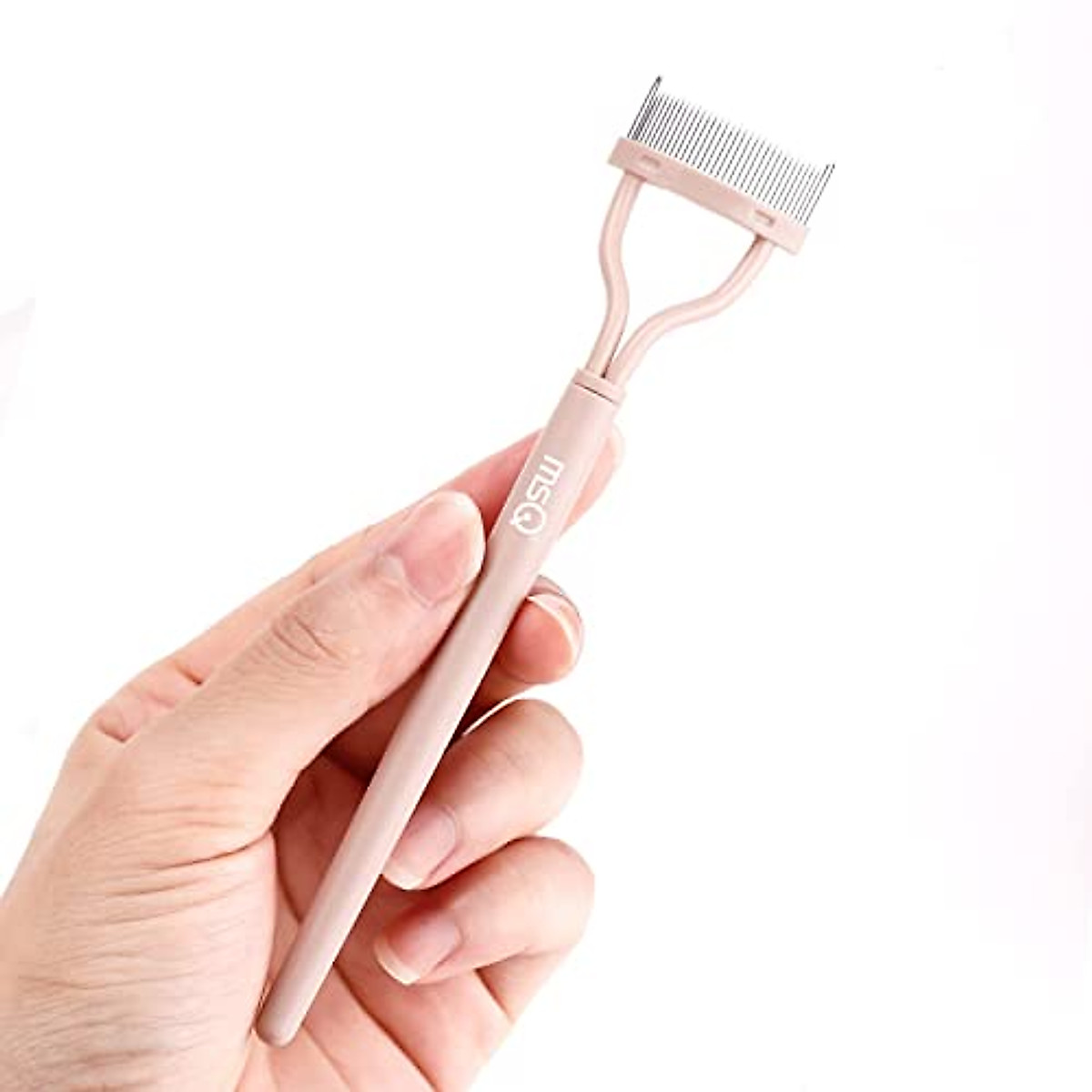 Eyelash Separator Eyelash Comb Lash Separator Tool MSQ Mascara Brush Eyelash Brush Separator Mascara Comb Arc Designed Mascara Applicator With Cover Naked Pink (1PCS)