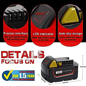 【Upgrade】 2Pack 6.0Ah 18V Replace Battery 48-11-1810 48-11-1820 for Mil 18V Battery 48-11-1850 48-11-1828 48-11-1860 Cordless Power Tools High Capacity Lithium Ion Battery