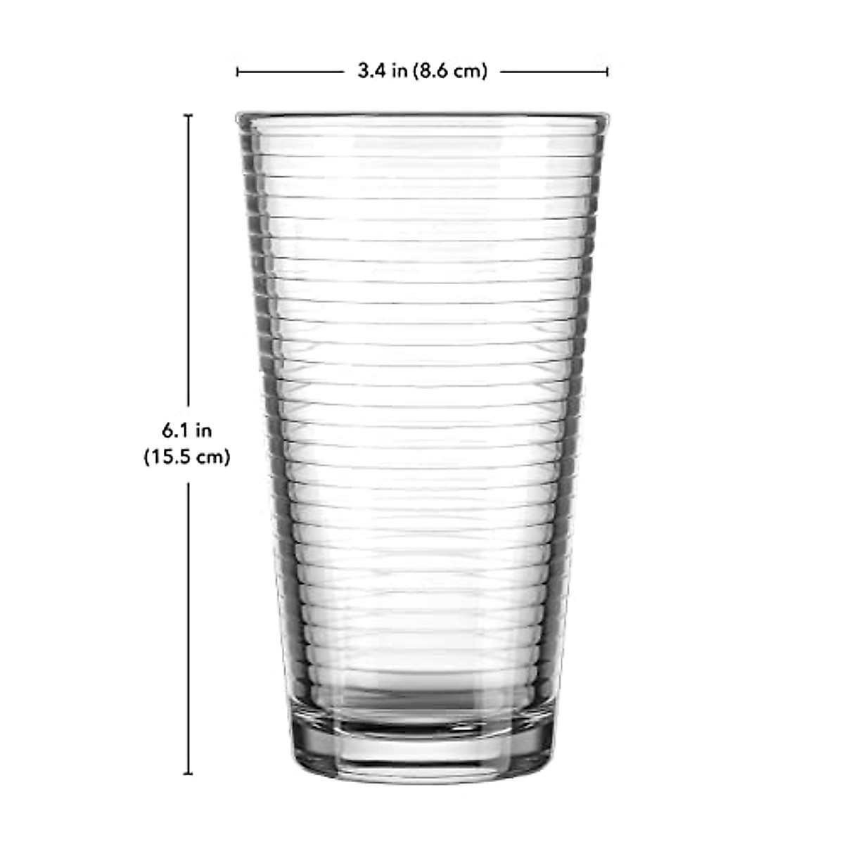Glaver's Drinking Glasses - Set of 10 - Highball Glass Cups, Premium Quality Cooler 17 Oz. Ribbed Glassware. Ideal for Water, Juice, Cocktails, and Iced Tea. Dishwasher Safe.