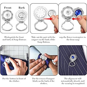 MJartoria Interchangeable Snap Buttons Centerpiece Rhinestone Eye Glass Holding Brooch (Silver Color)