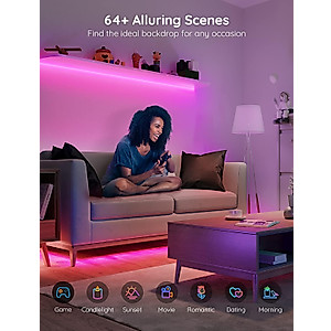Govee 100ft LED Strip Lights, Bluetooth RGB LED Lights with App Control, 64 Scenes and Music Sync LED Strip Lighting for Bedroom, Living Room, Kitchen, Party, ETL Listed Adapter
