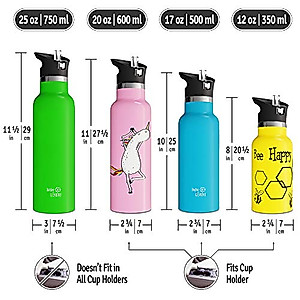 Involve & Evolve Insulated Water Bottle with 3 Lids (Straw Lid) Kids Reusable Double Walled Stainless Steel Flask Metal Stay Wild Thermos 12oz 17oz 20oz 25oz (17 oz, Engraved Blue)