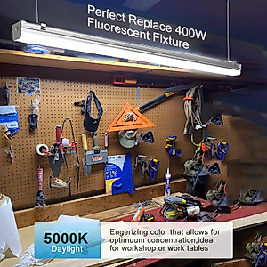 Upgrade 4FT 2.5inch 72w Linkable LED Shop Light, 10000LM 100-277V Garage Light with 5ft On/Off Switch Plug, 5000K Daylight, Hanging Flushmount Available Plug and Play-4Pack