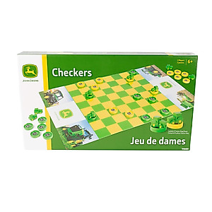 John Deere Checkers Board Game - Includes Themed Folding Board, Checkers, and Collectible Tractor Kings - Collectible Farm Toys and Strategy Games - Ages 6 Years and Up