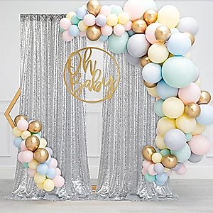 Silver Backdrop Curtains Sequin Curtains 2 Panels 2ftx8ft Sparkly Backdrop Curtain for Birthday Party Wedding Photography Stage Decoration