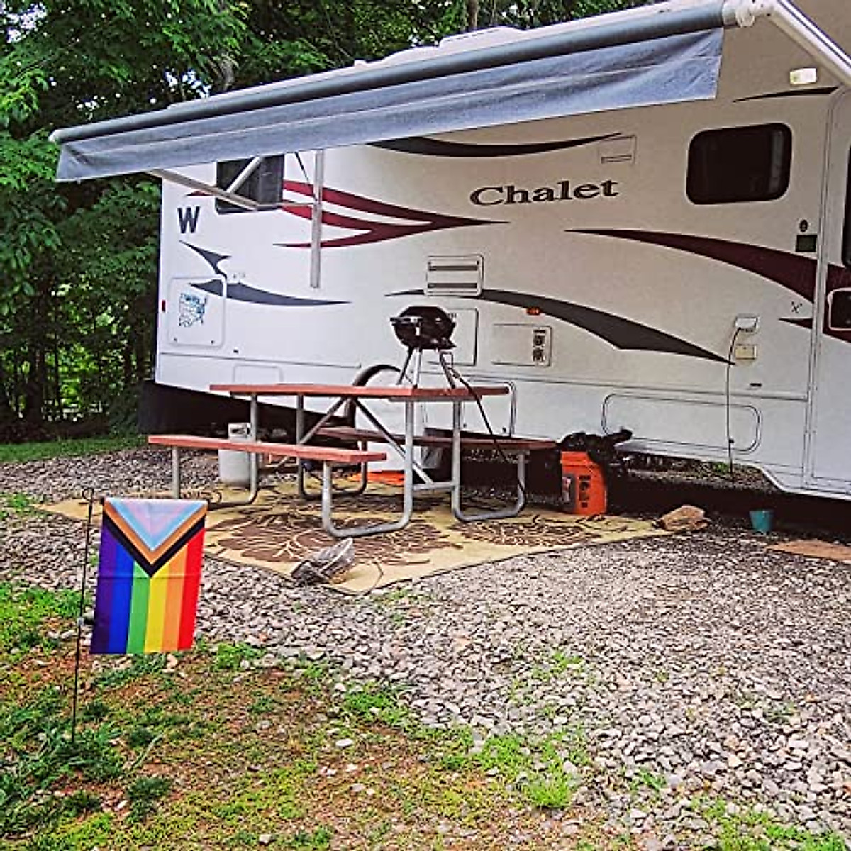 TOPFLAGS Progress Gay Pride LGBTQ Yard Garden Flag 12x18 Inch, Double Sided Rainbow LGBTQ Bisexual Flags for Decoration