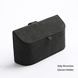 David Hope Glasses Holder for Car Sun Visor, Italy Alcantara Sunglasses Clip Storage Case, Apply to All Car Models (Black)