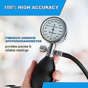 Primacare DS-9185 Aneroid Sphygmomanometer and Blood Pressure Cuff Set with Portable Case, 5 Sized Nylon Cuffs with Deflation Valve, BP Cuff Manual Kit for Infant, Child, Adult, Large Adult, Thigh