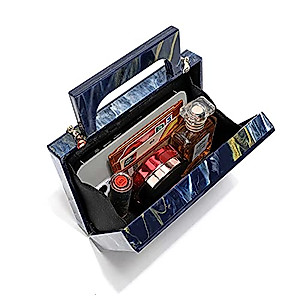 WuYangSto Acrylic Evening Bag,Marble Gold Blue Clutch Purses for Women Formal