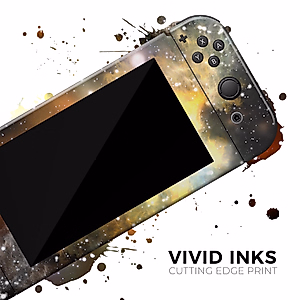 Design Skinz - Compatible with Nintendo Switch OLED Dock Only - Skin Decal Protective Scratch-Resistant Removable Vinyl Wrap Cover - Glowing Gold & Black Nebula