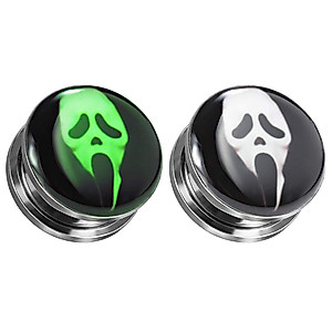 TBOSEN 8 Pcs Stainless Steel Fluoresscence Epoxy Screw Fit Ear Gauges Ear Plug Flesh Piercing Jewelry 2g - 1-3/16 inch