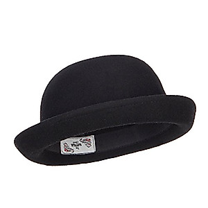 Wool Felt Upturn Brim Bowler Hat - Black OSFM
