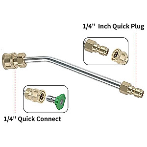 Sooprinse Short Pressure Washer Gun 3000 PSI, 7 Inch Replacement Extension Curved Wand, 5 Nozzle Tips, M22-14 Inlet