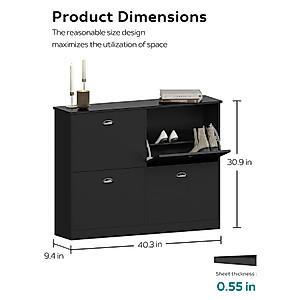MIRROTOWEL Shoe Cabinet,Hidden Slim Narrow Shoe Rack Cabinet with 4 Drawers for Entryway, Foyer,Hallway,Bedroom,Black