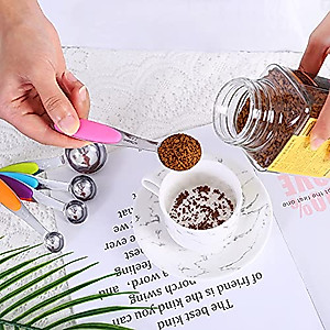 12 PCS Measuring Cups and Spoons Set Stackable Metal Measuring Spoons and Cups in 18/8 Stainless Steel Transparent Measuring Cup and Funnel Used for Dry and Liquid Kitchen Parent-Child Baking Cooking