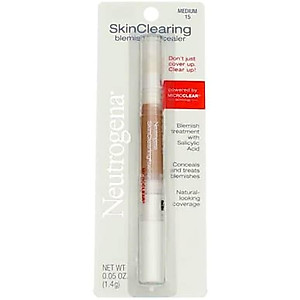 Neutrogena Skinclearing Blemish Concealer With Salicylic Acid, Medium 15,.05 Oz. (Pack of 2)