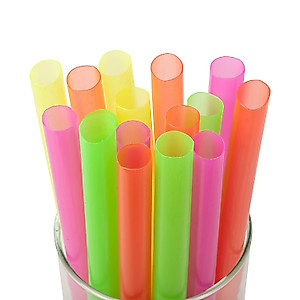 AmerCareRoyal 8.5" Colossal Paper Wrapped Neon Straws in Assorted Colors, Case of 2,000