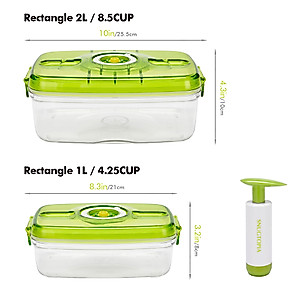 SNUGTOPIA Vacuum Seal Food Storage Containers - BPA Free Dishwasher, Freezer & Microwave Safe Lunch Box for Vegetables, Fruits, Meal Prep, Marinating Meat 2PCS