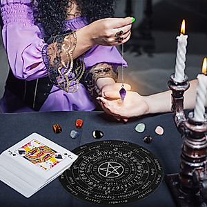 Star Pendulum Board Wooden Dowsing Board Set Include Crystal Dowsing Pendulum Necklace, 8 Chakra Stones, Round Pendulum Board Dowsing Divination Metaphysical Message Board for Witchcraft Supplies