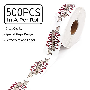 Wailozco 100% Handmade Stickers,Thank You Stickers,Handmade Stickers,Small Shop Stickers,Envelopes Stickers for Small Business, Online Retailers,Handmade Goods,500 Labels Per Roll