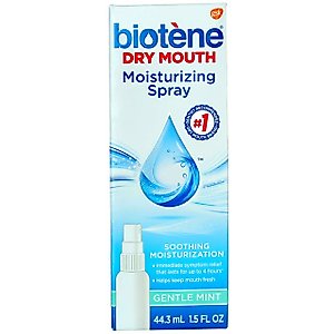 Biotene Gentle Mint Moisturizing Mouth Spray, Sugar-Free, for Dry Mouth and Fresh Breath, 1.5 Fl Oz (Pack of 2)