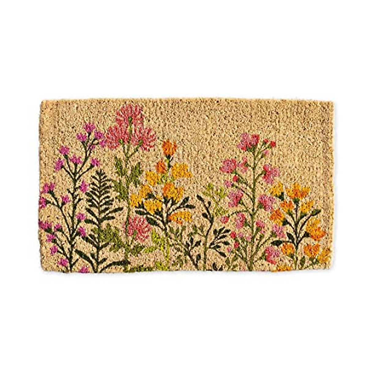 Vivaterra Spring Garden Coir Door Mat, 30" W x 18" D x 1" H, Natural Coir Entrance Doormat, Thick for Outdoor, Entry, Patio, Front Door Mat, Cheery Eco-Friendly Welcome Mat
