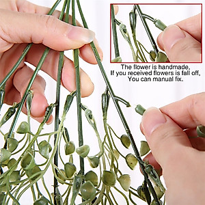 G-Tree Artificial Plants Vine Hanging, Set of 2 Artificial Ivy Flowers Fake Greenery Plants for Garden Wall Decoration, Red Rose