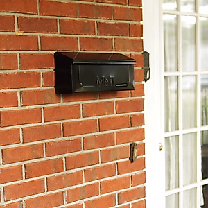 ARCHITECTURAL MAILBOXES Townhouse Galvanized Steel, Wall-Mount Mailbox, Black Small
