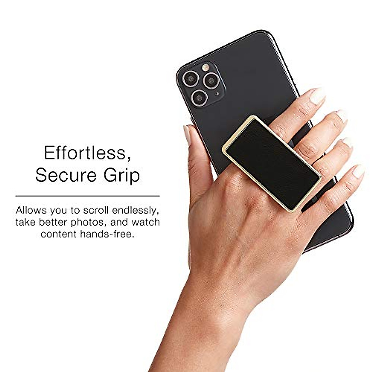 HANDL New York HANDLstick Black and Gold Professional Leather Collection Grip and Stand for Smartphone